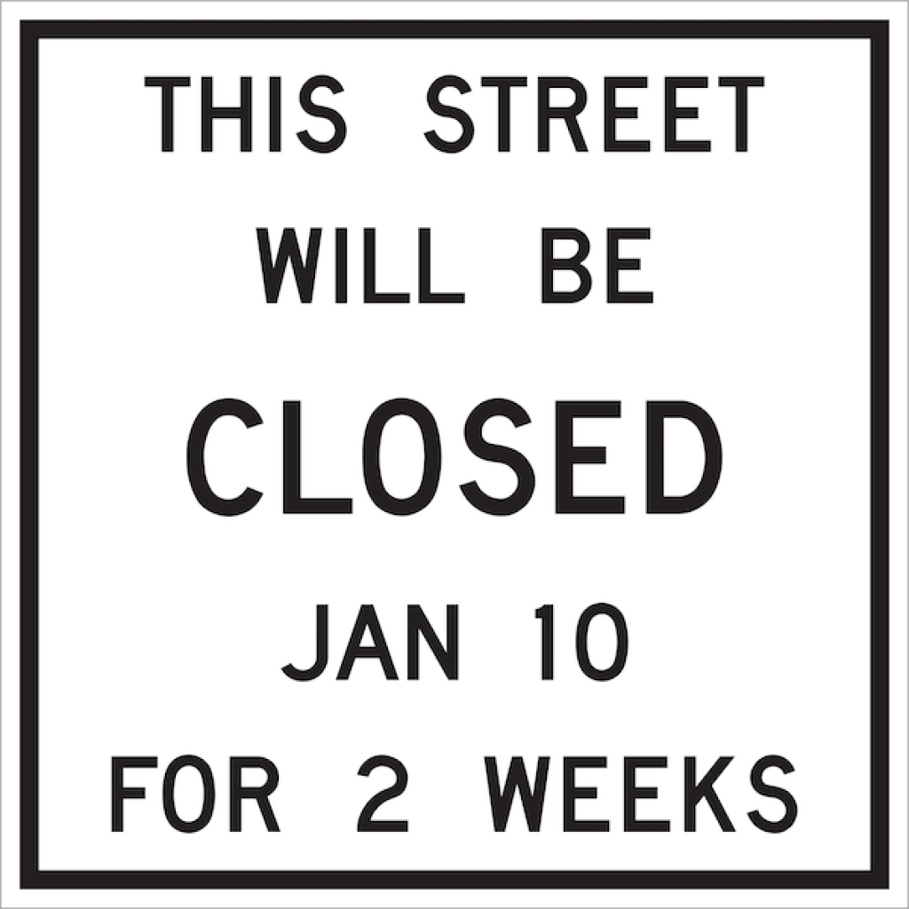 TC-65 – Road Closing Notice – On Track Safety